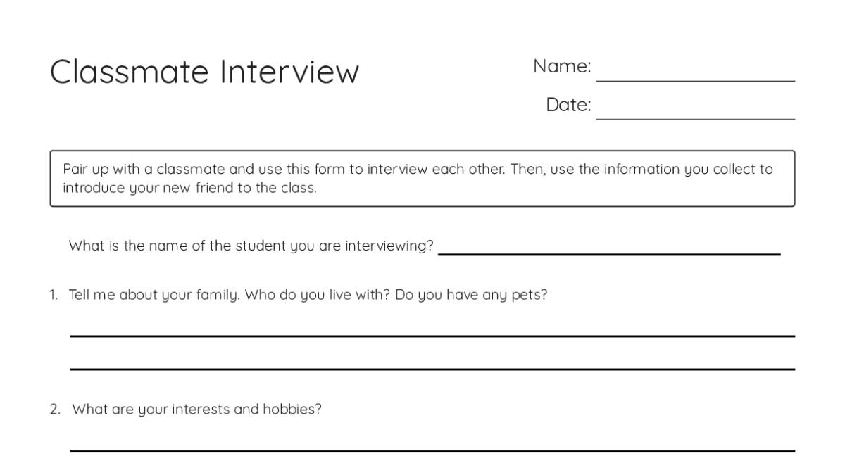 Classmate Interview - My Worksheet Maker: Create Your Own Worksheets