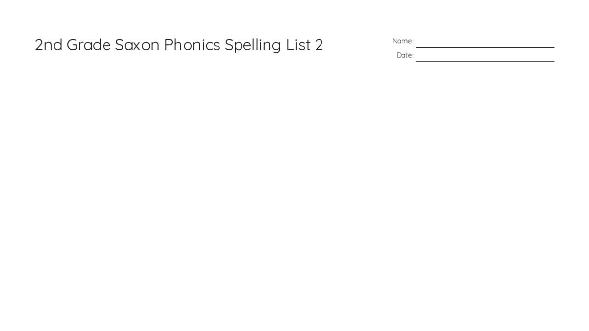 2nd Grade Saxon Phonics Spelling List 2 - My Worksheet Maker: Create ...