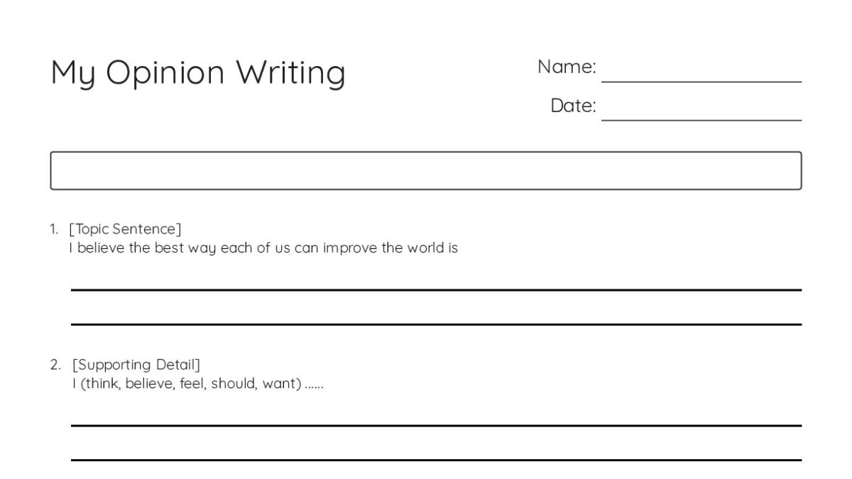 My Opinion Writing - My Worksheet Maker: Create Your Own Worksheets