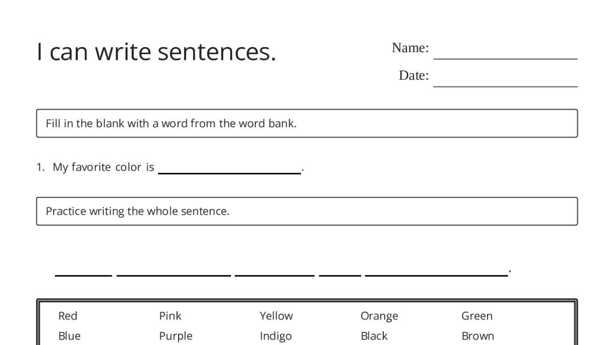 I can write sentences. - My Worksheet Maker: Create Your Own Worksheets