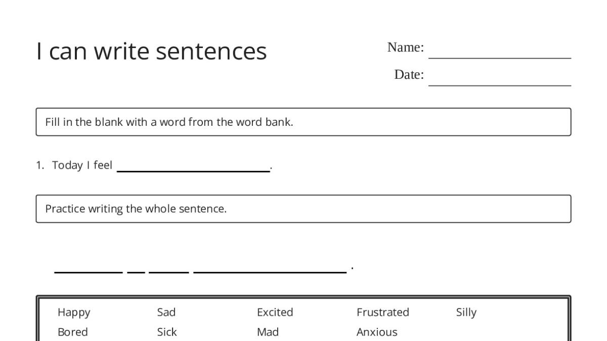 I can write sentences - My Worksheet Maker: Create Your Own Worksheets