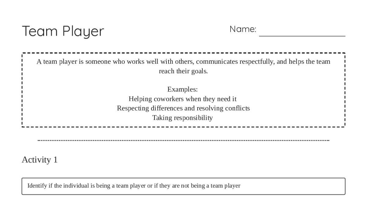 Team Player - My Worksheet Maker: Create Your Own Worksheets