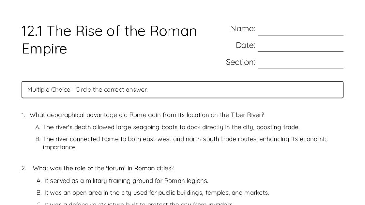 12.1 The Rise of the Roman Empire - My Worksheet Maker: Create Your Own ...