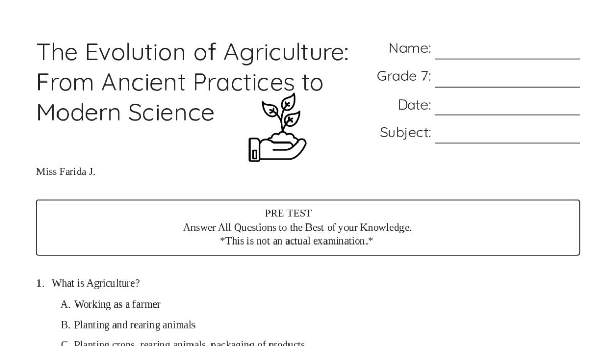 The Evolution of Agriculture: From Ancient Practices to Modern Science ...