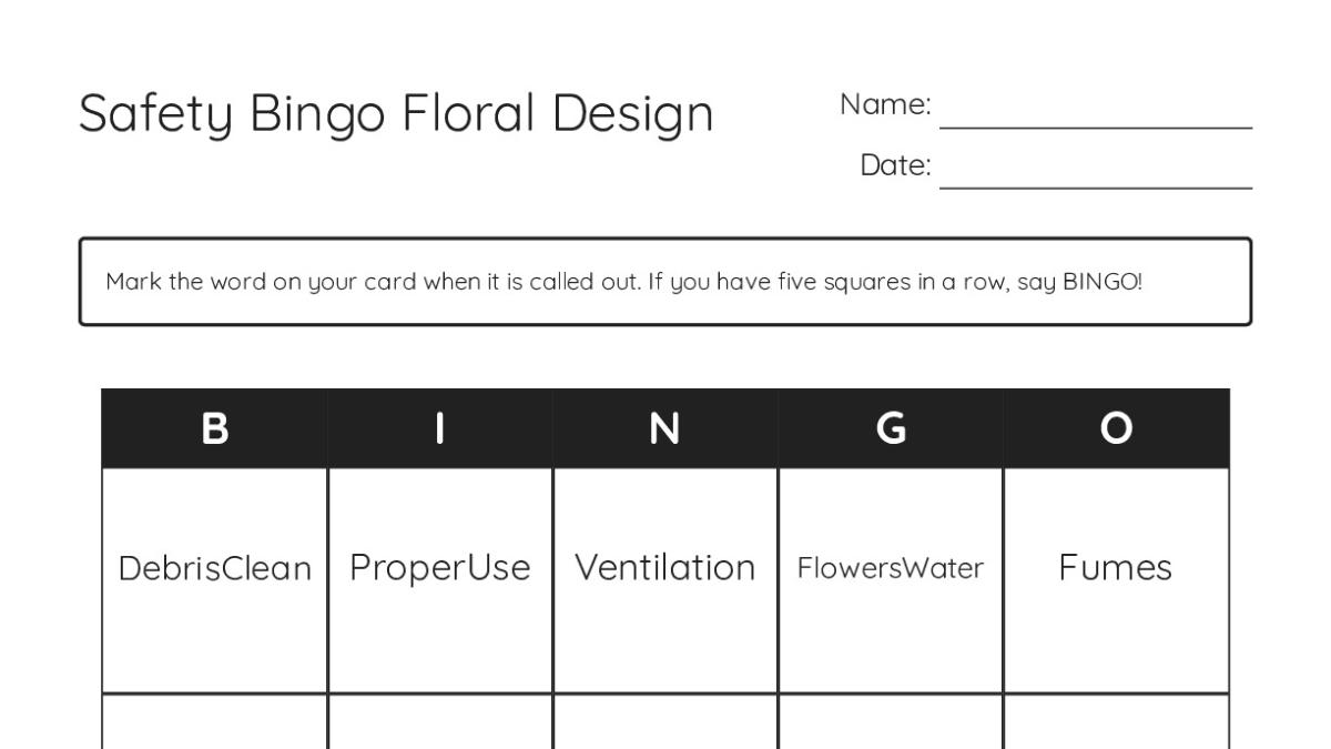 Safety Bingo Floral Design - My Bingo Maker: Create Your Own Bingo Cards