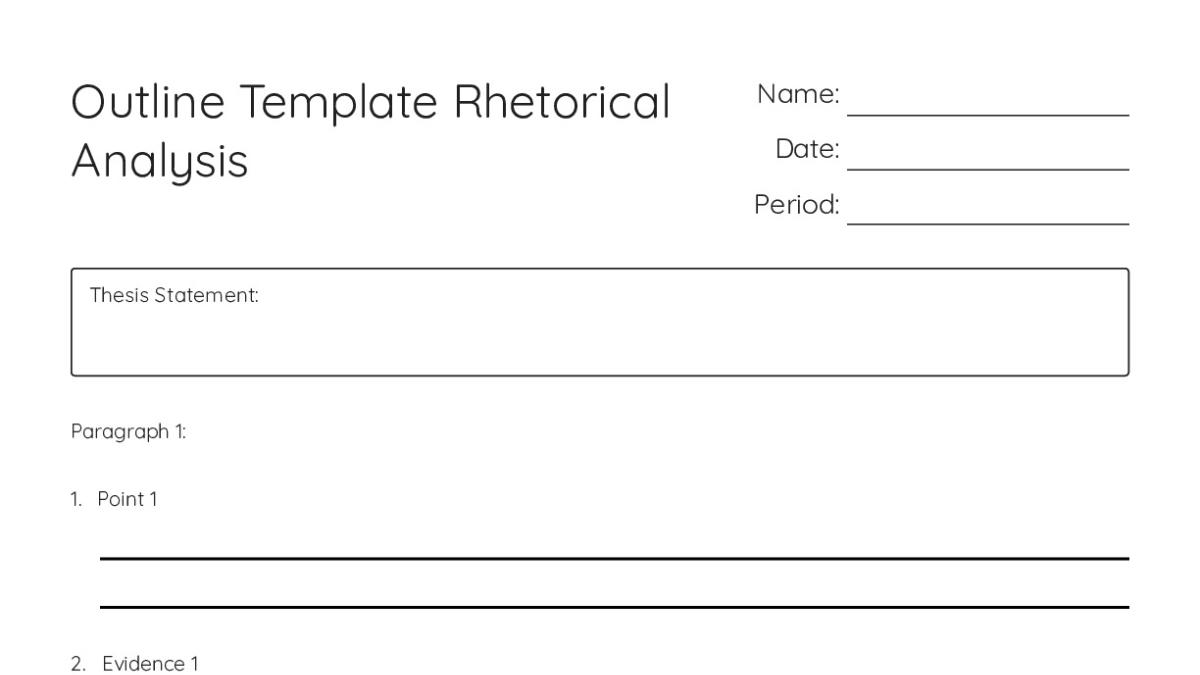Outline Template Rhetorical Analysis - My Worksheet Maker: Create Your ...