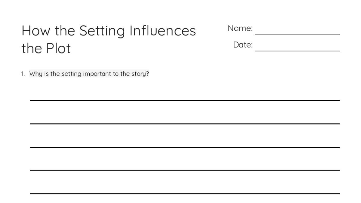 How the Setting Influences the Plot - My Worksheet Maker: Create Your ...