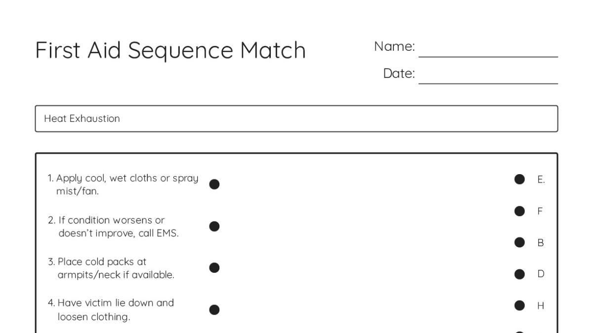 First Aid Sequence Match - My Worksheet Maker: Create Your Own Worksheets