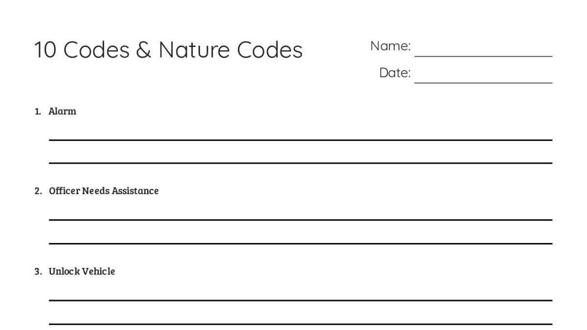 10 Codes & Nature Codes - My Worksheet Maker: Create Your Own Worksheets