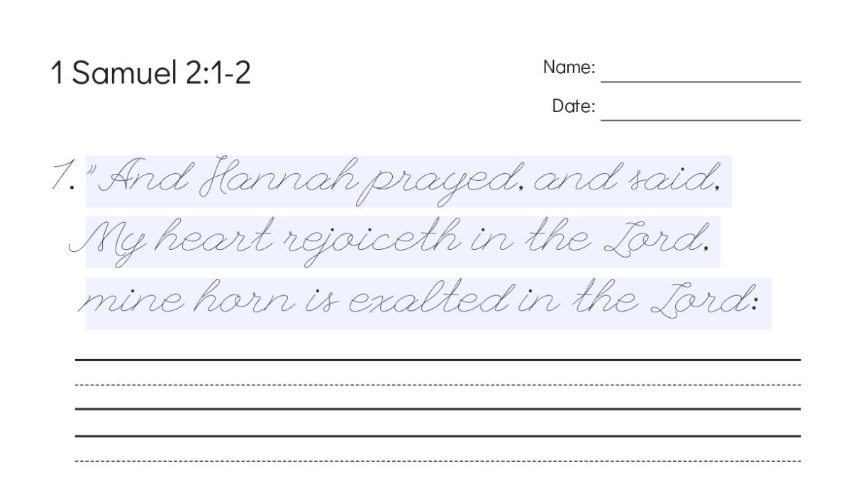 1 Samuel 2:1-2 - My Worksheet Maker: Create Your Own Worksheets