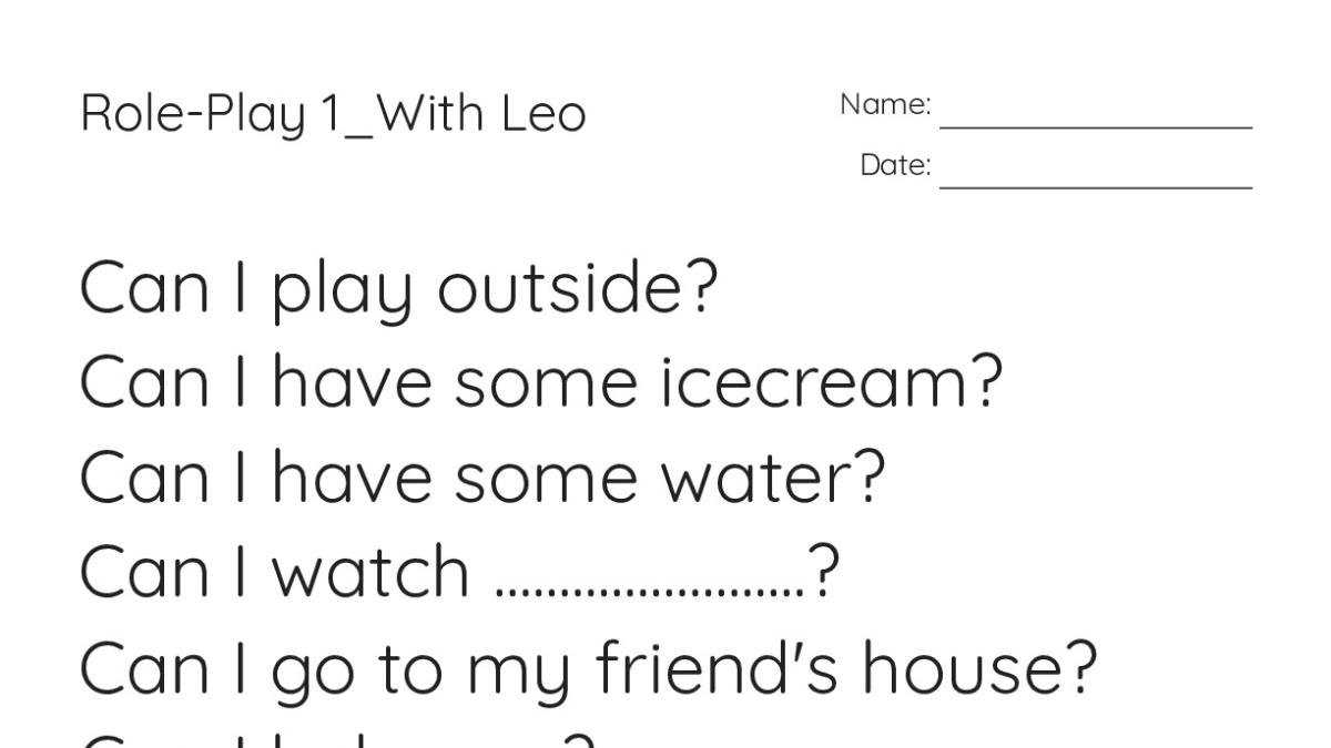 Role-Play 1_With Leo - My Worksheet Maker: Create Your Own Worksheets