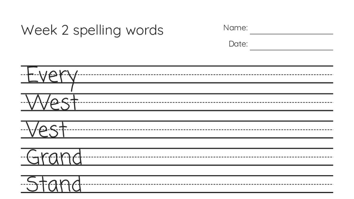 Week 2 spelling words - My Worksheet Maker: Create Your Own Worksheets