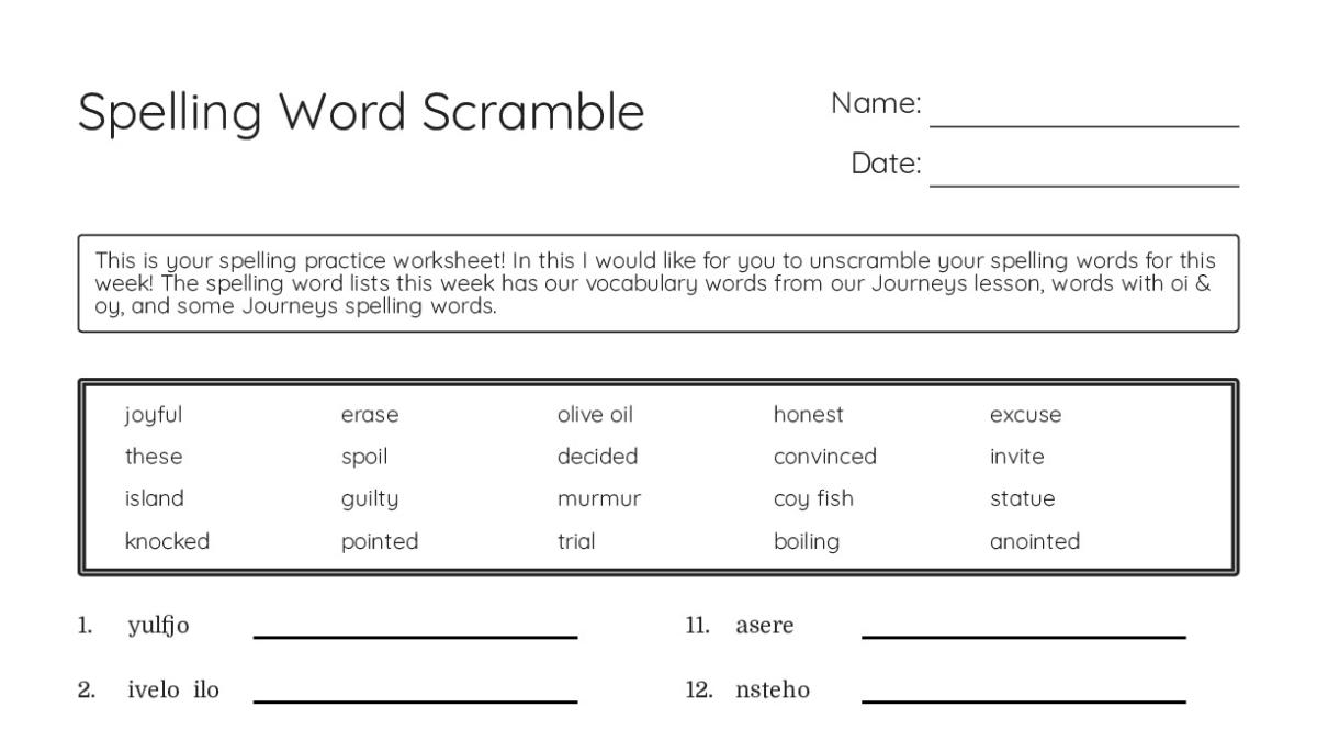 Spelling Word Scramble - My Worksheet Maker: Create Your Own Worksheets