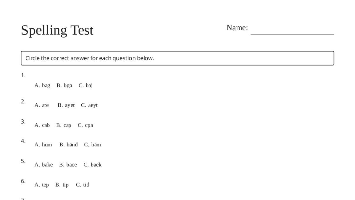 Spelling Test - My Worksheet Maker: Create Your Own Worksheets