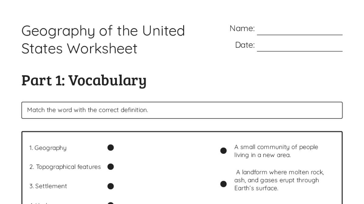 Geography of the United States Worksheet - My Worksheet Maker: Create ...