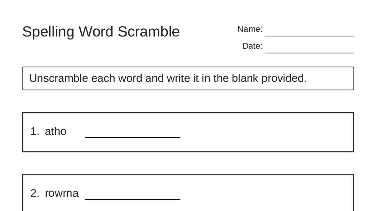 Spelling Word Scramble - My Worksheet Maker: Create Your Own Worksheets