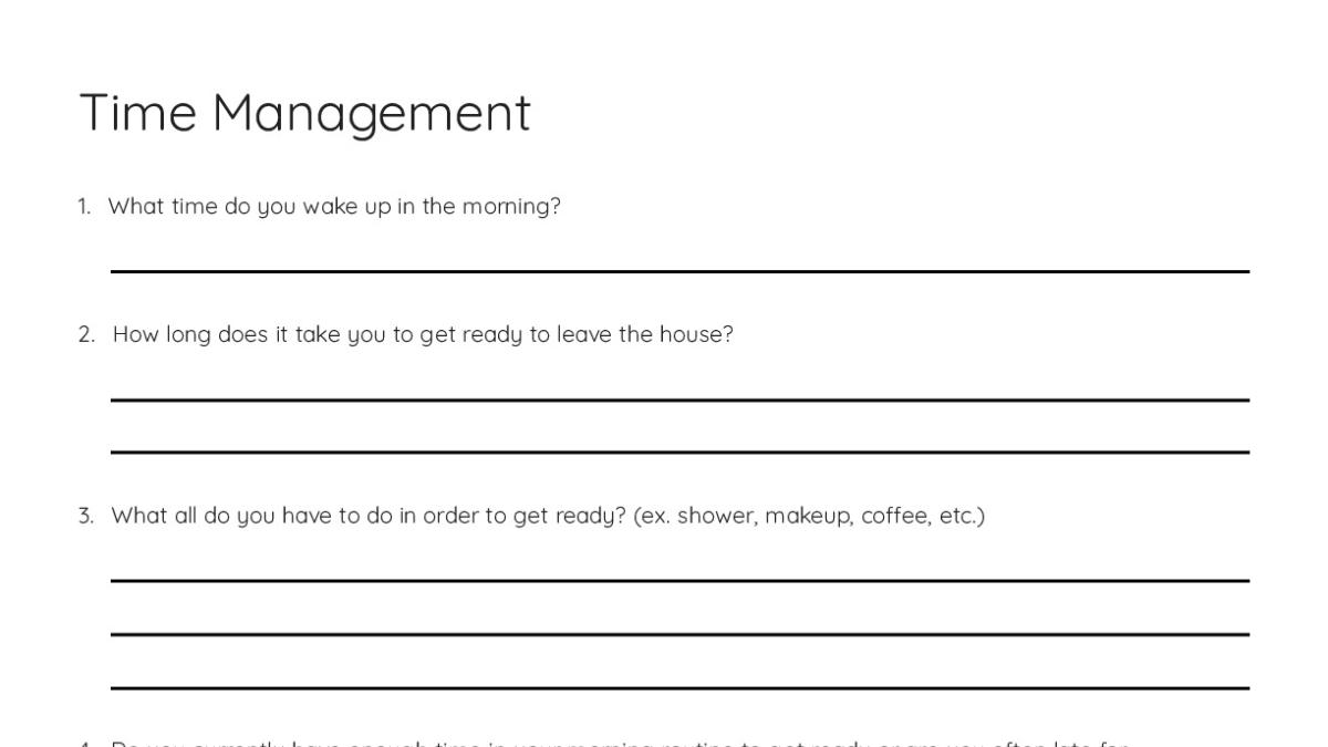 Time Management - My Worksheet Maker: Create Your Own Worksheets