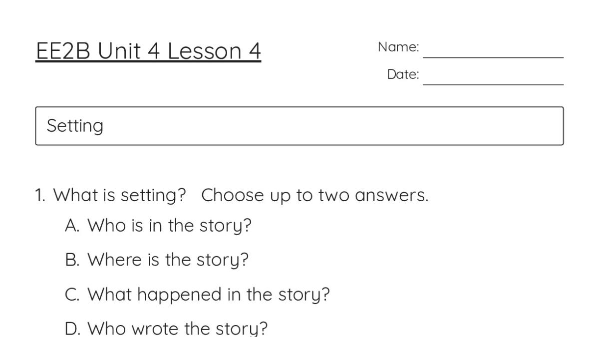 EE2B Unit 4 Lesson 4 - My Worksheet Maker: Create Your Own Worksheets