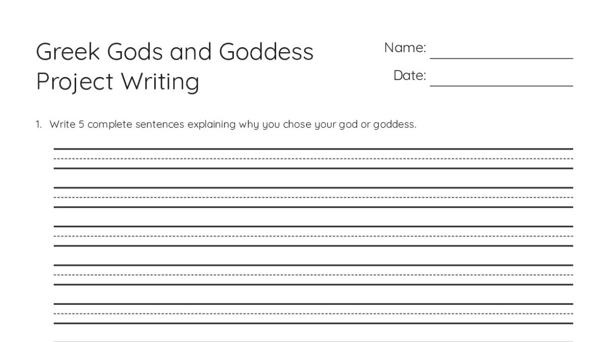 Greek Gods and Goddess Project Writing - My Worksheet Maker: Create ...