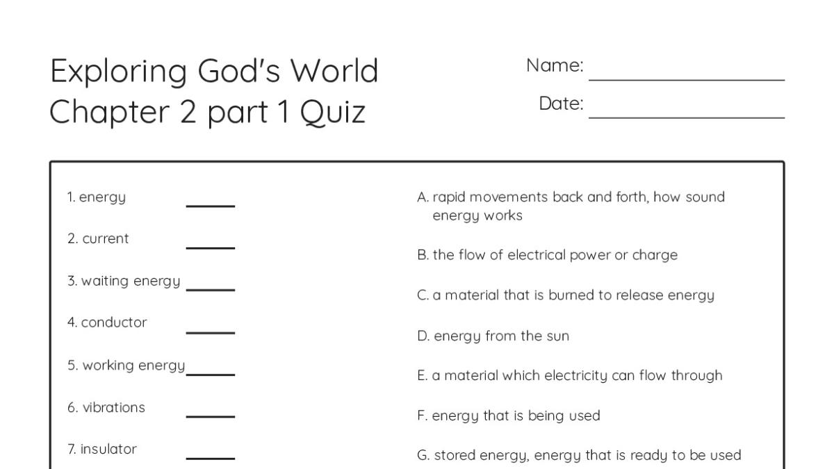 Exploring God's World Chapter 2 part 1 Quiz - My Worksheet Maker ...