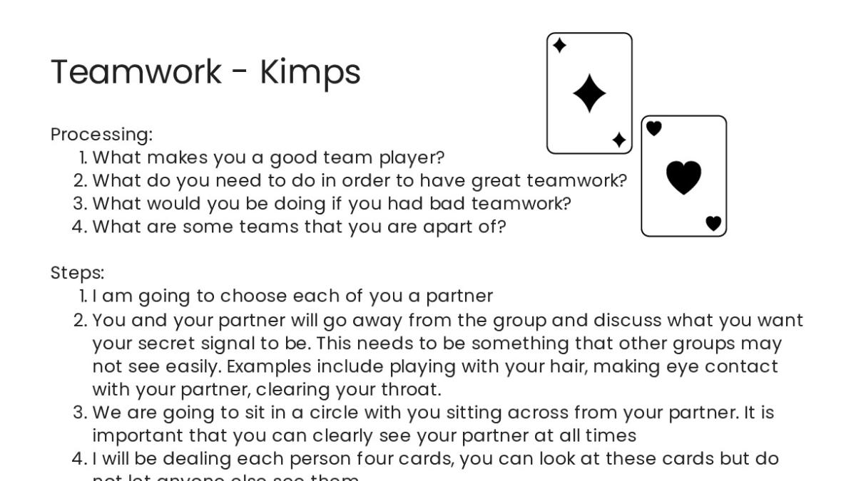 Teamwork - Kimps - My Worksheet Maker: Create Your Own Worksheets