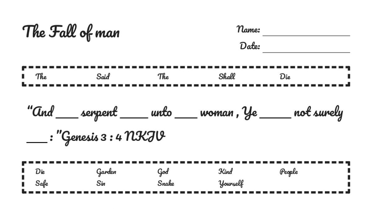The Fall of man - My Worksheet Maker: Create Your Own Worksheets