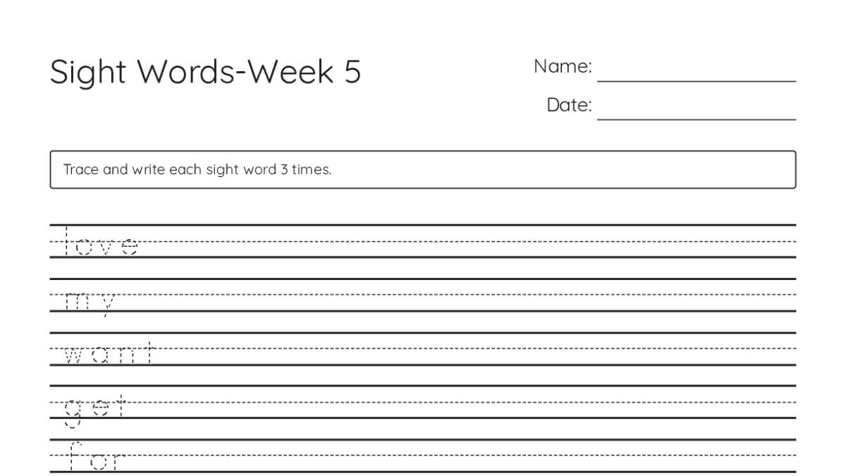 Sight Words-Week 5 - My Worksheet Maker: Create Your Own Worksheets