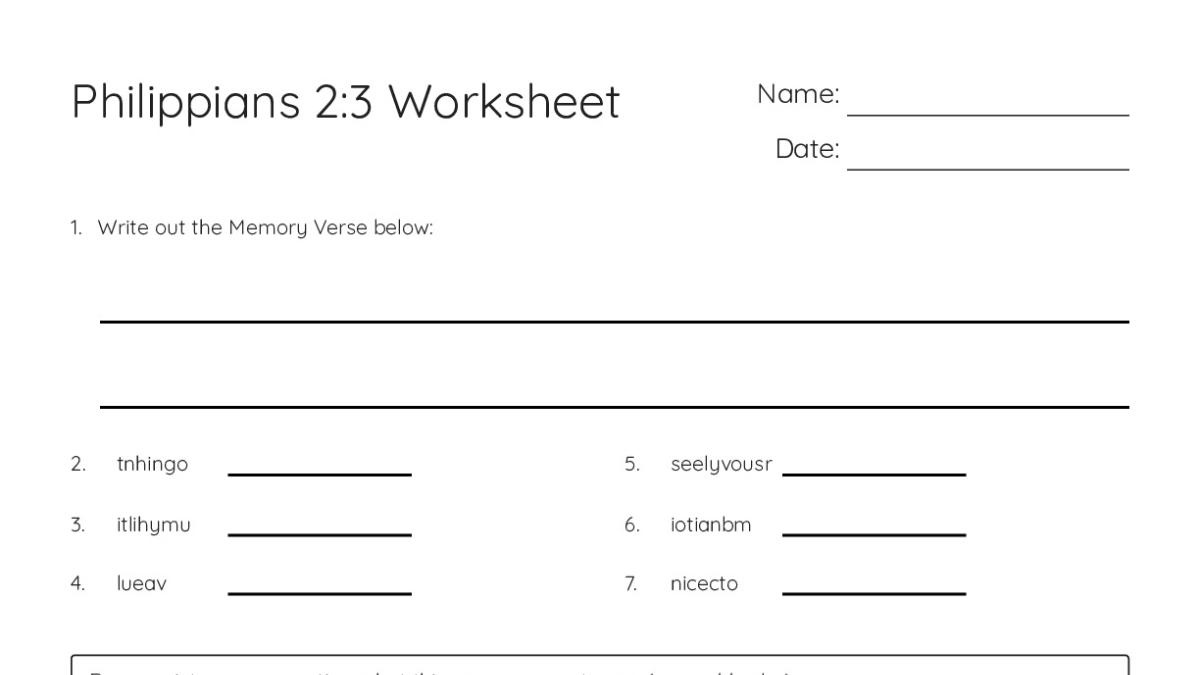 Philippians 2:3 Worksheet - My Worksheet Maker: Create Your Own Worksheets