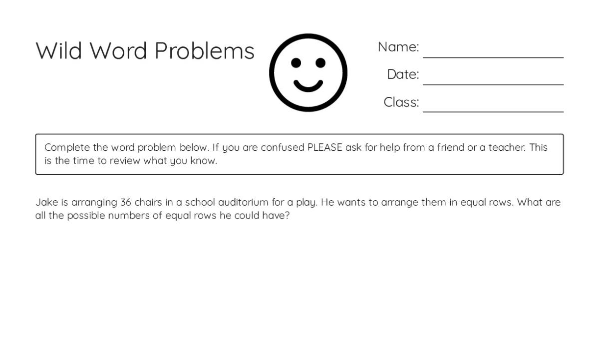 Wild Word Problems - My Worksheet Maker: Create Your Own Worksheets