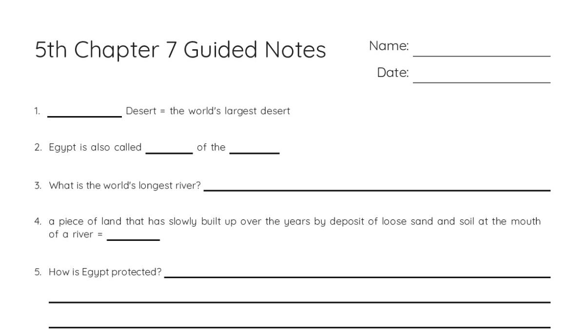 5th Chapter 7 Guided Notes - My Worksheet Maker: Create Your Own Worksheets
