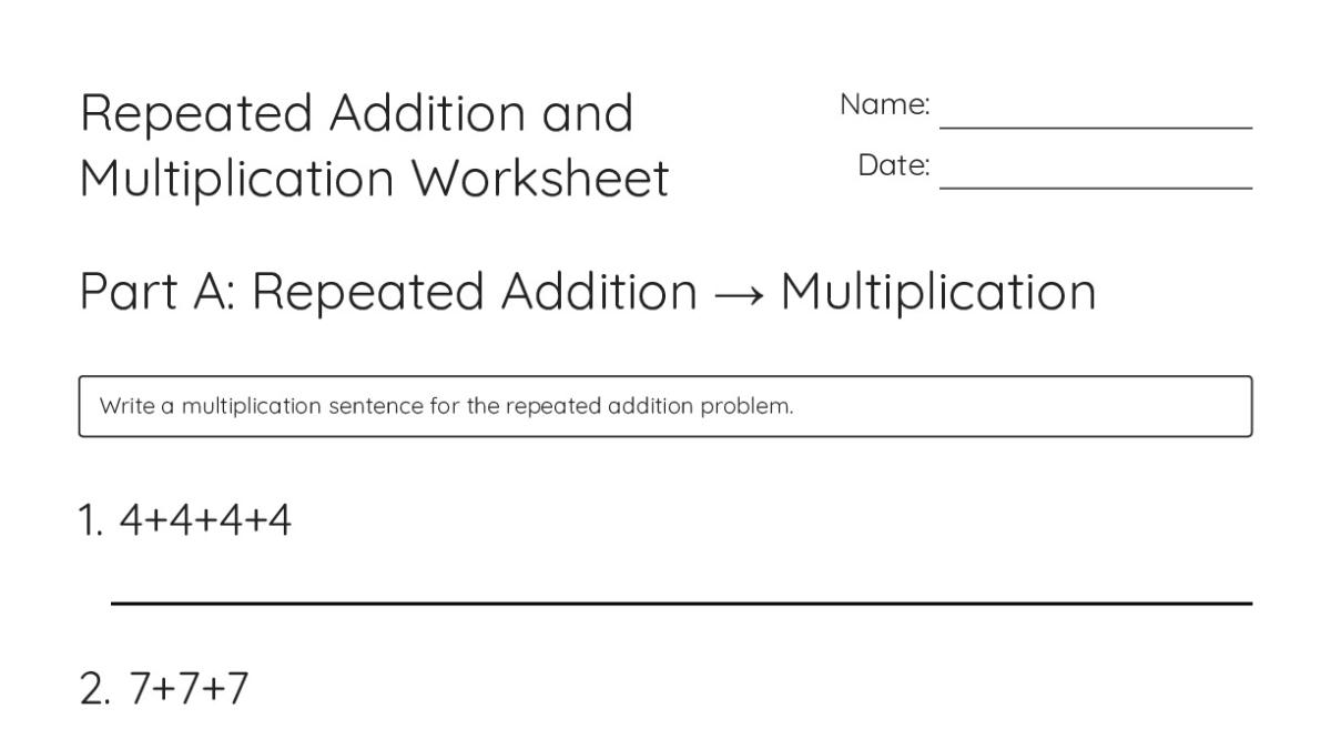 Repeated Addition and Multiplication Worksheet - My Worksheet Maker ...