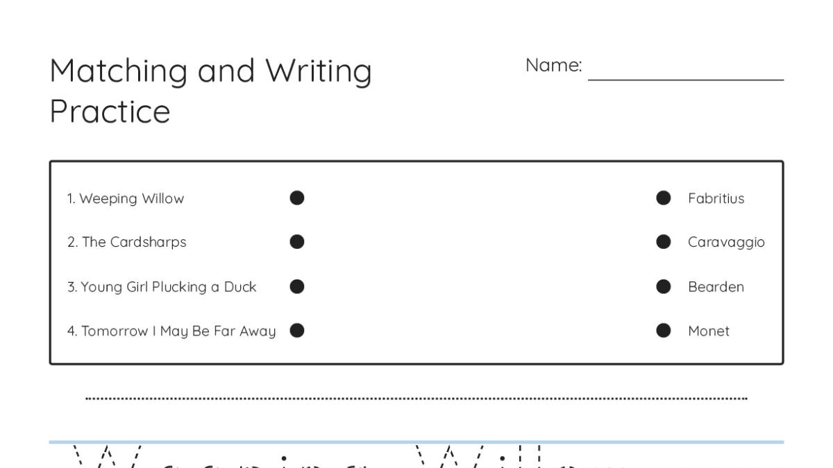 Matching and Writing Practice - My Worksheet Maker: Create Your Own ...