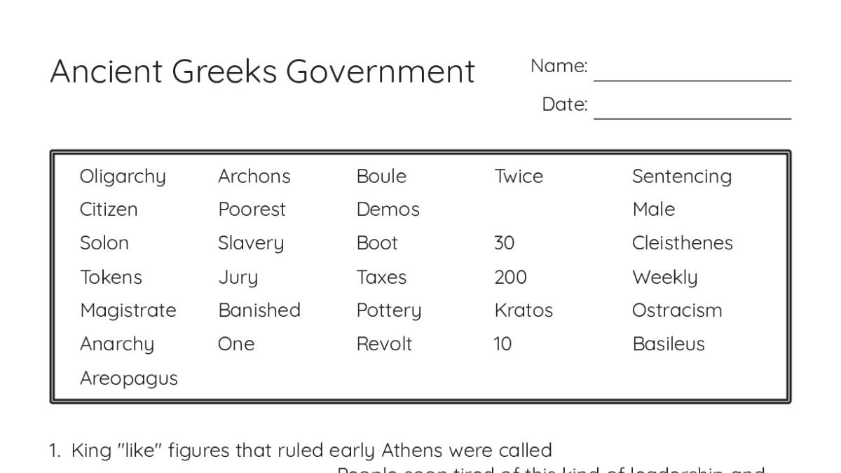 Ancient Greeks Government - My Worksheet Maker: Create Your Own Worksheets