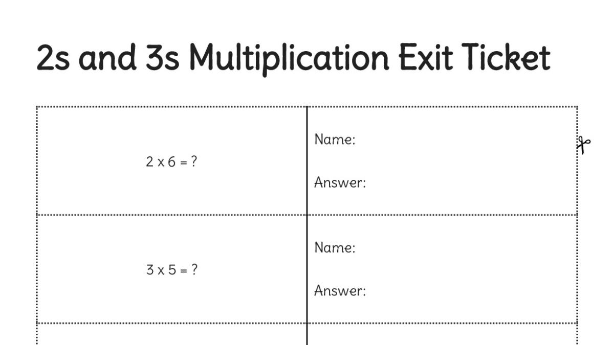 2s and 3s Multiplication Exit Ticket﻿ - My Flashcard Maker: Create Your ...