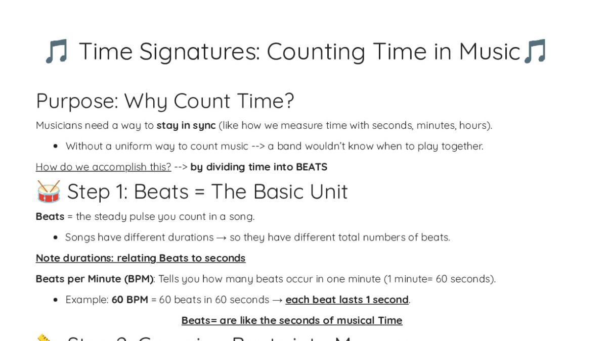 🎵 Time Signatures: Counting Time in Music🎵 - My Worksheet Maker: Create ...