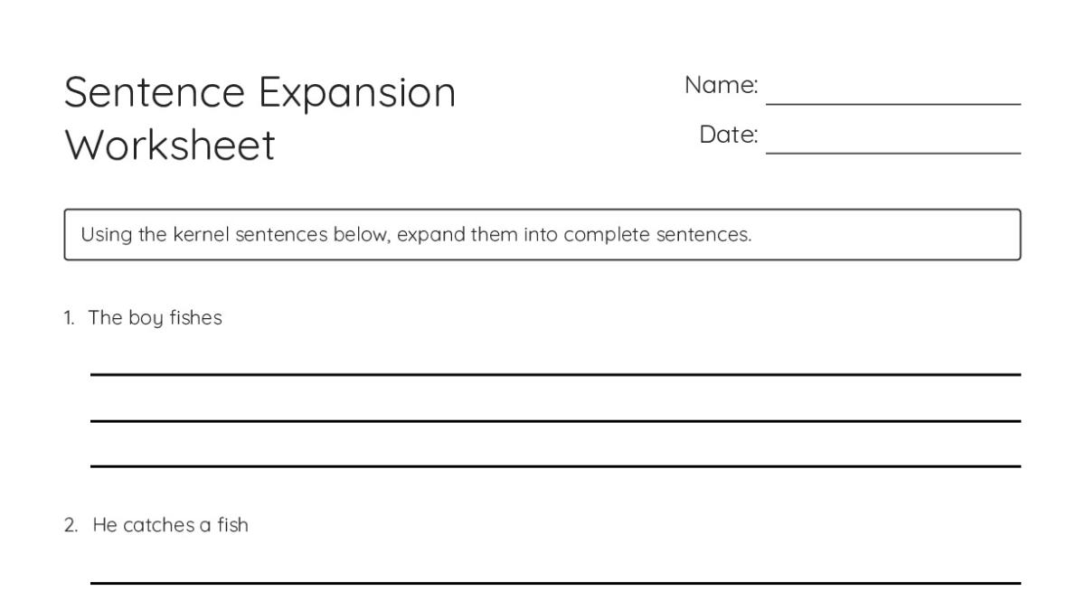 Sentence Expansion Worksheet - My Worksheet Maker: Create Your Own ...
