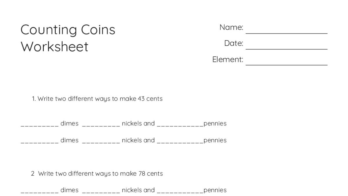 Counting Coins Worksheet - My Worksheet Maker: Create Your Own Worksheets