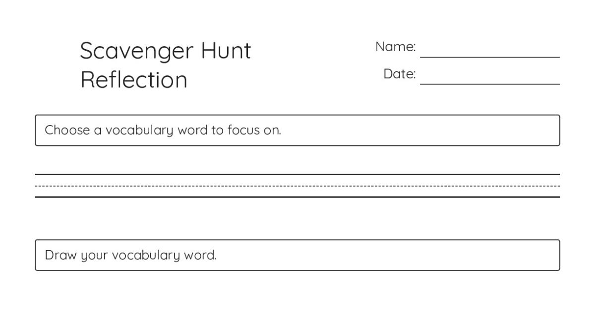 Scavenger Hunt Reflection - My Worksheet Maker: Create Your Own Worksheets