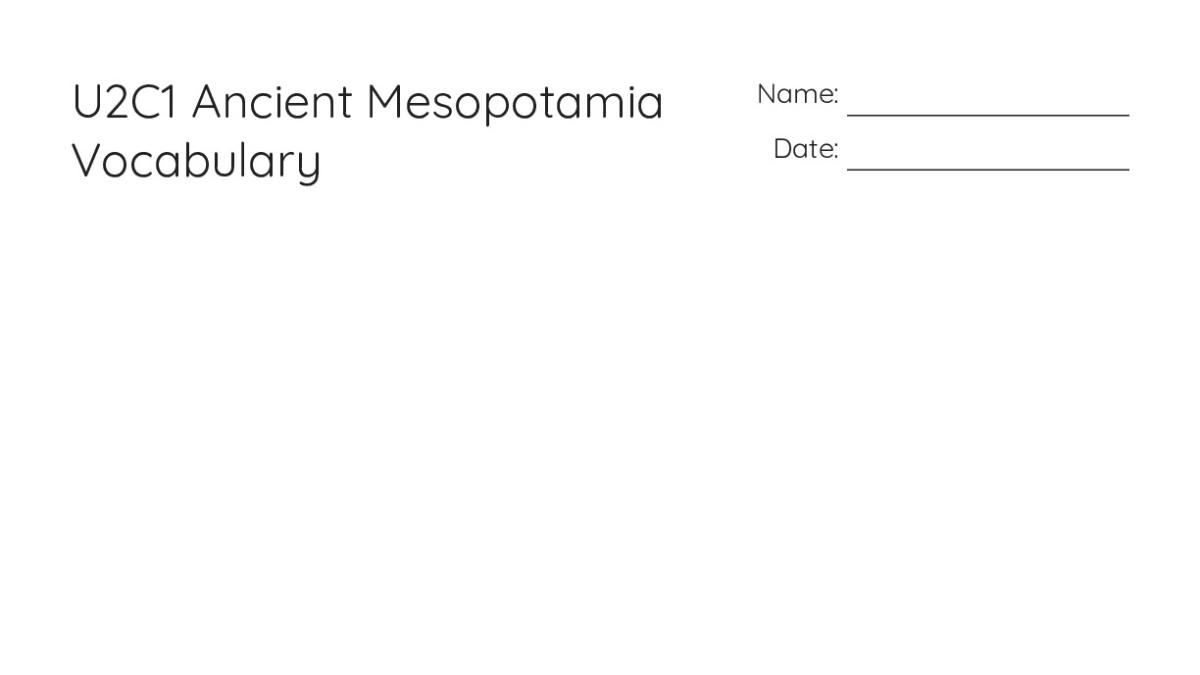 U2C1 Ancient Mesopotamia Vocabulary - My Worksheet Maker: Create Your ...
