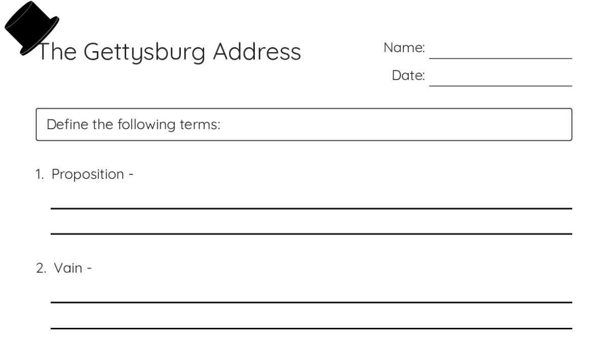 The Gettysburg Address - My Worksheet Maker: Create Your Own Worksheets