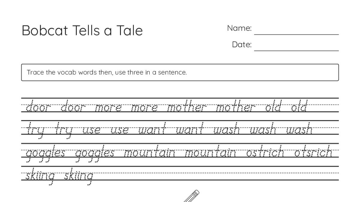 Bobcat Tells a Tale - My Worksheet Maker: Create Your Own Worksheets