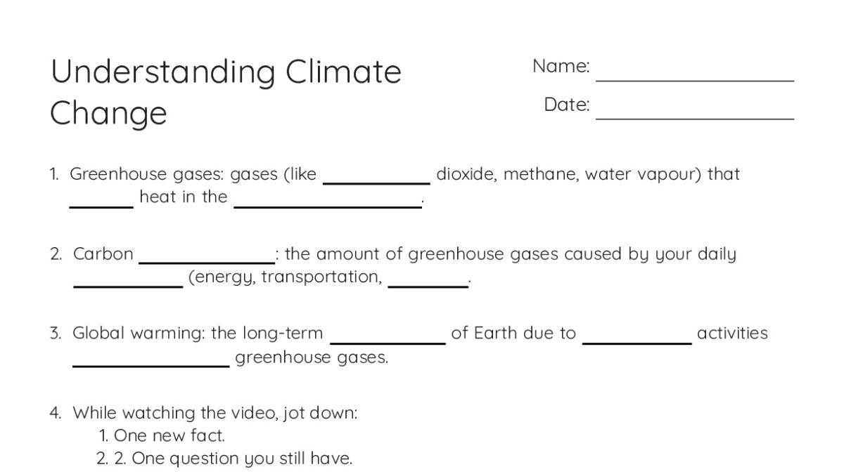 Understanding Climate Change - My Worksheet Maker: Create Your Own ...