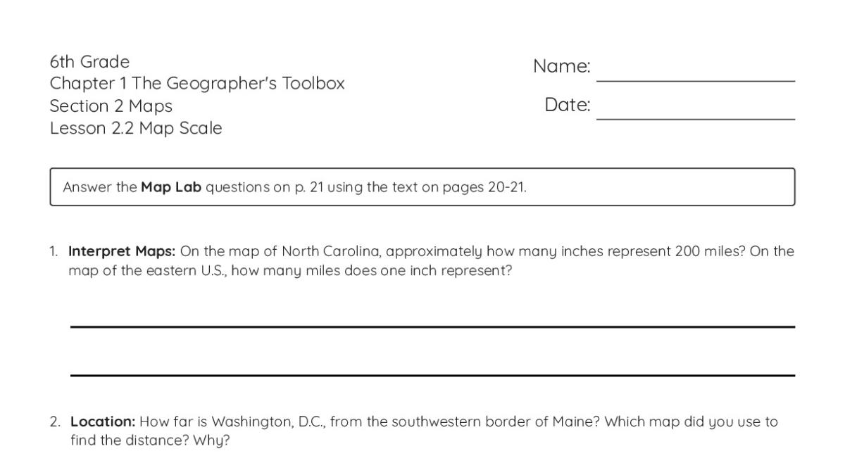 6th Grade Chapter 1 The Geographer's Toolbox Section 2 Maps Lesson 2.2 ...
