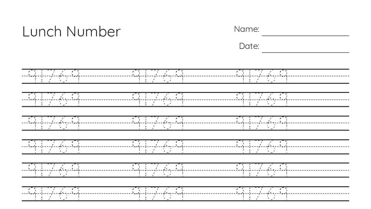 Lunch Number - My Worksheet Maker: Create Your Own Worksheets