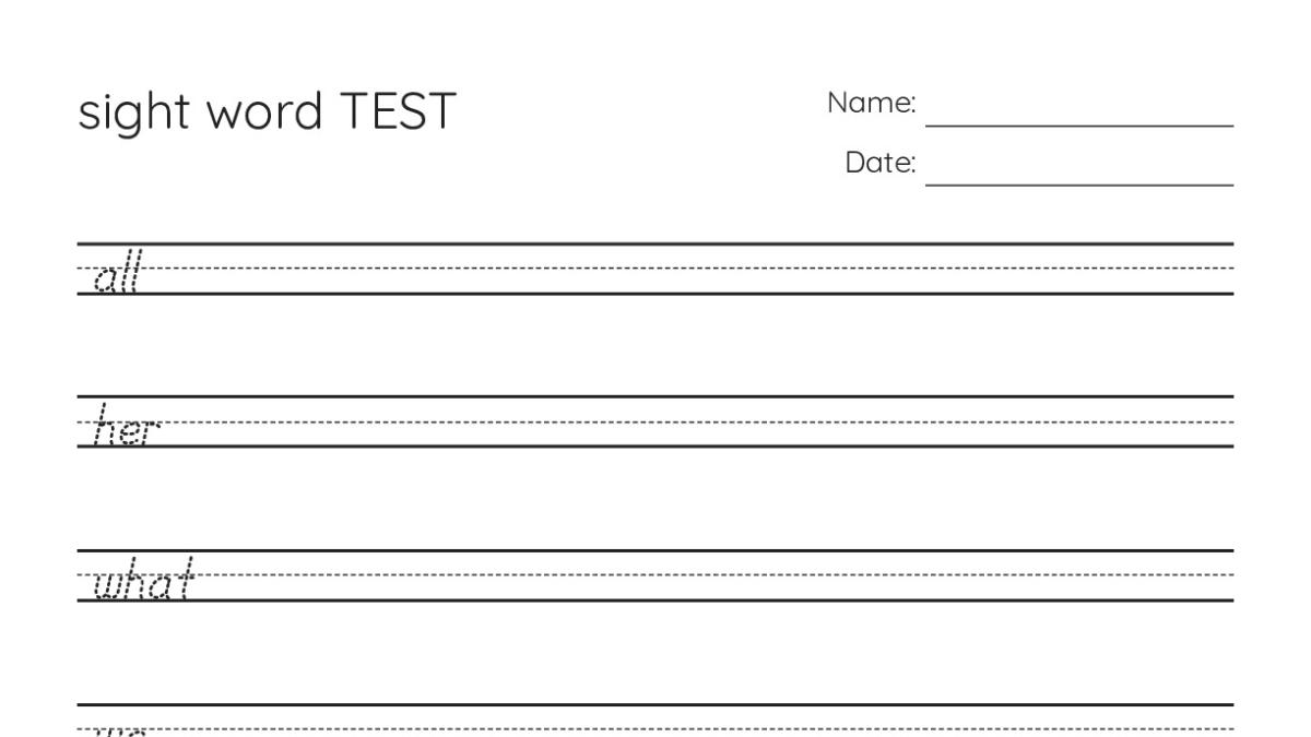 sight word TEST - My Worksheet Maker: Create Your Own Worksheets