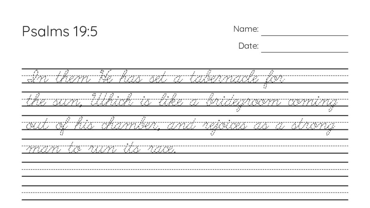 Psalms 19:5 - My Worksheet Maker: Create Your Own Worksheets