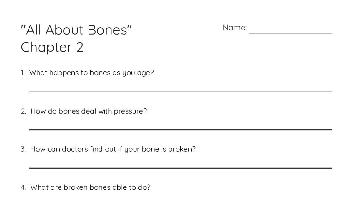 "All About Bones" Chapter 2 - My Worksheet Maker: Create Your Own ...