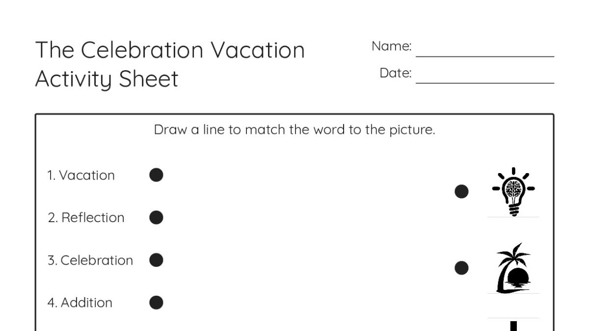 The Celebration Vacation Activity Sheet - My Worksheet Maker: Create ...