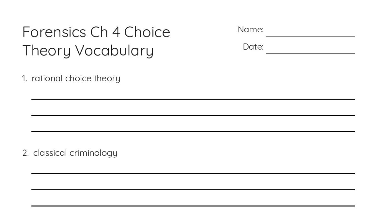 Forensics Ch 4 Choice Theory Vocabulary - My Worksheet Maker: Create ...