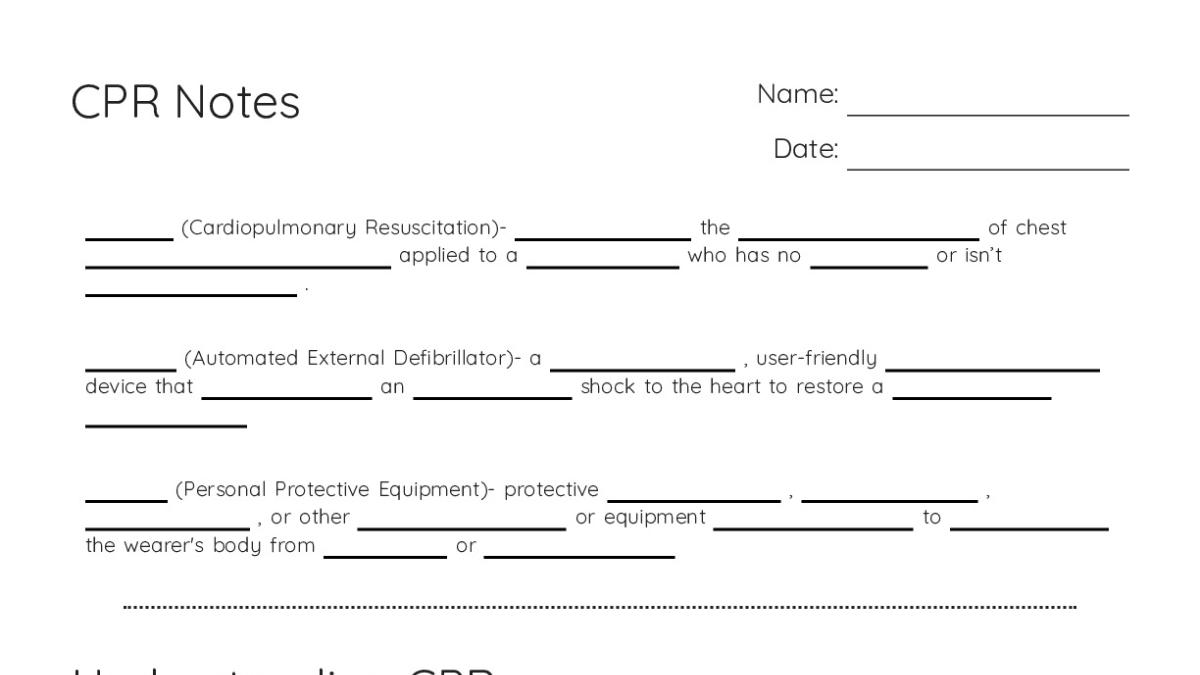 CPR Notes - My Worksheet Maker: Create Your Own Worksheets